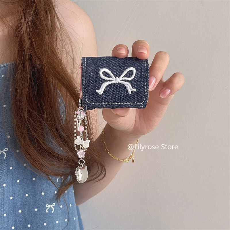 Denim Bow Case for AirPods 4 2024 Pro2 AirPods 1st 2nd 3rd Generation ...