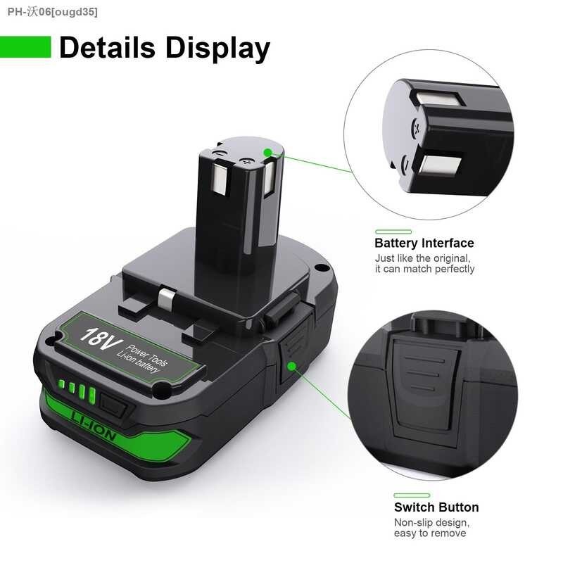 814 Tool Cordless Rb18l25 P107 P108 P109 P102 P103 3/6Ah Para Sa Ryobi ...