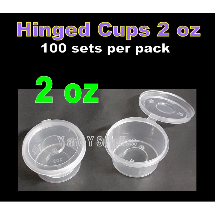Hinge Cup Sauce Cup 2 oz, 3 oz. 4 oz, (100 pieces!!!) Microwavable ...