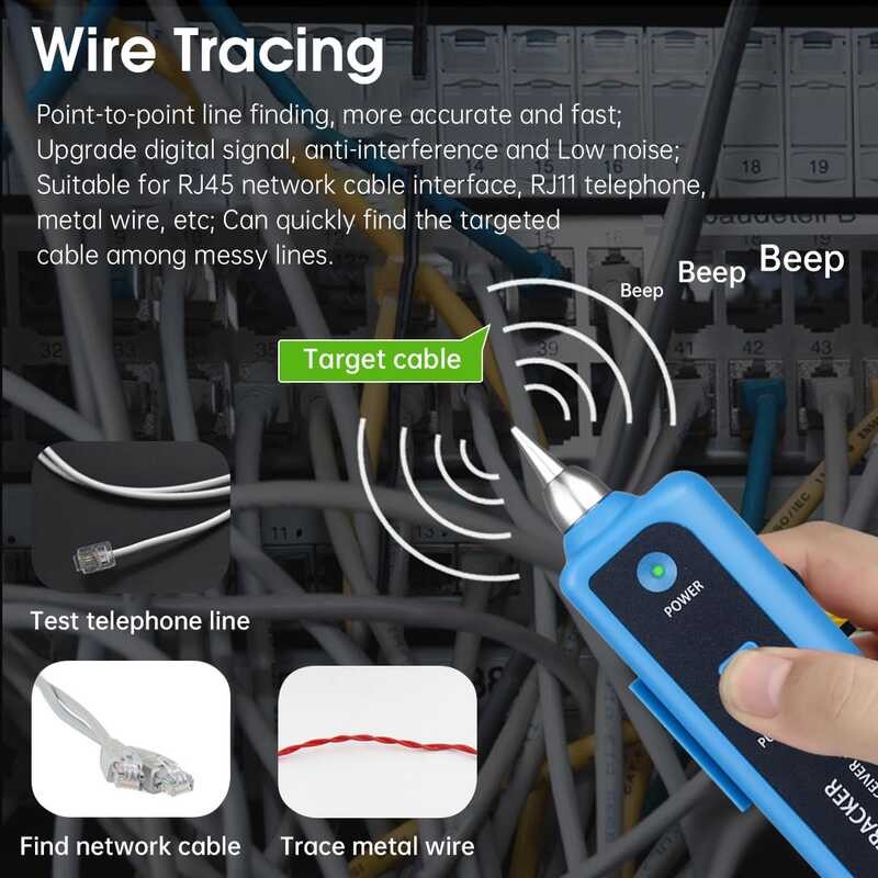Cable Network Tester LAN Telephone Wire Tracker Diagnose Tone Tracer ...