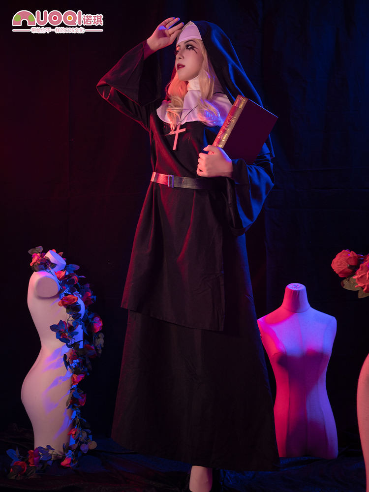 NOQI THE NUN Ghost Nun Cos Halloween Performance Costume Spooky Nun ...