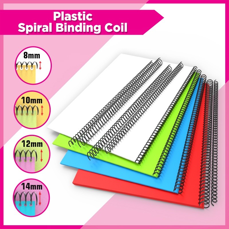Plastic Spiral Binding Coil Black A4 (100 pcs per pack) || 8mm / 10mm ...