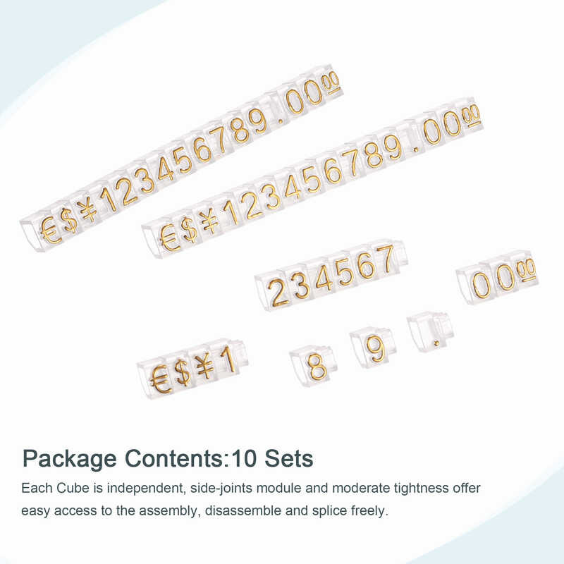 Removable 10Sets Adjustable Mini Cube Tag Display Number Letter Price ...