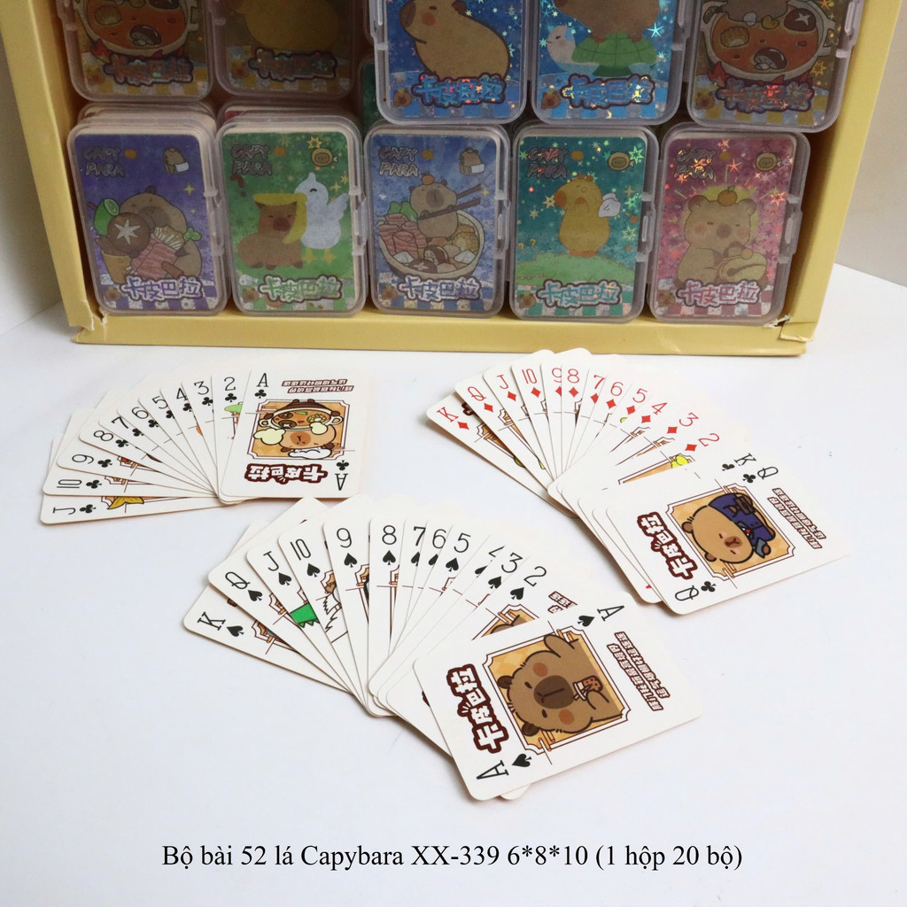 Super Cute 52-Card Capybara Mini Playing Cards Set with Plastic Box ...