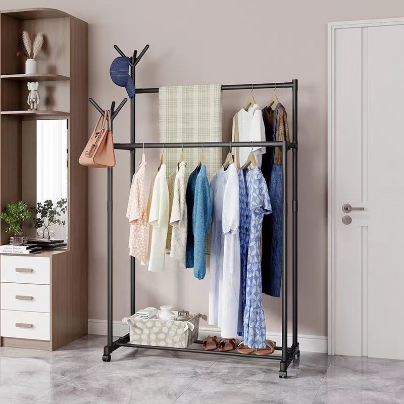COD Hanging clothes rack clothes rack drying clothes rack mobile simple ...