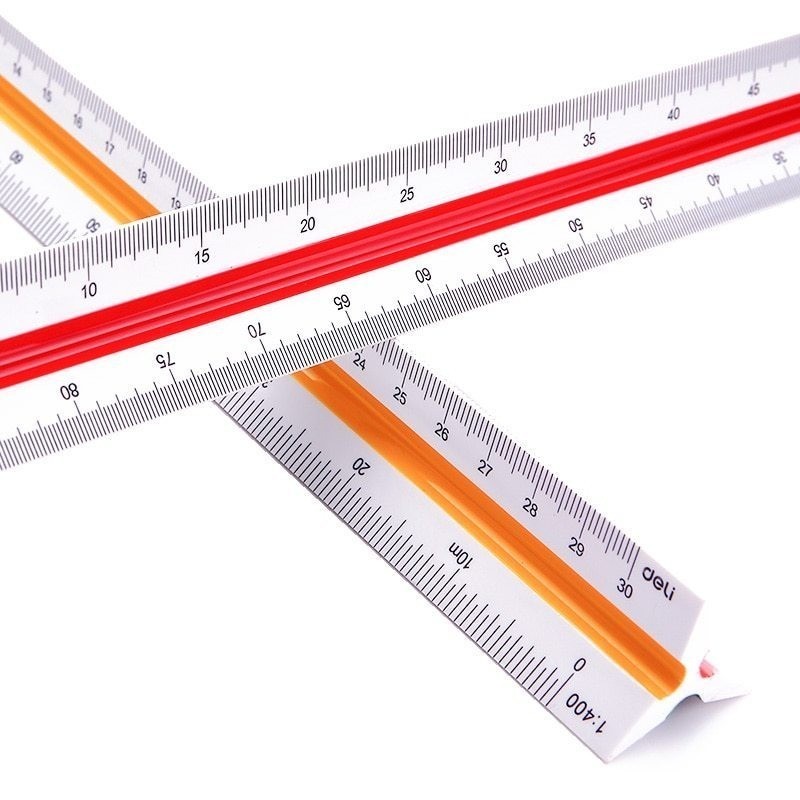 Triangular Scale Ruler 1:20 1:25 1:50 1:75 1:100 1:125 Plastic ...