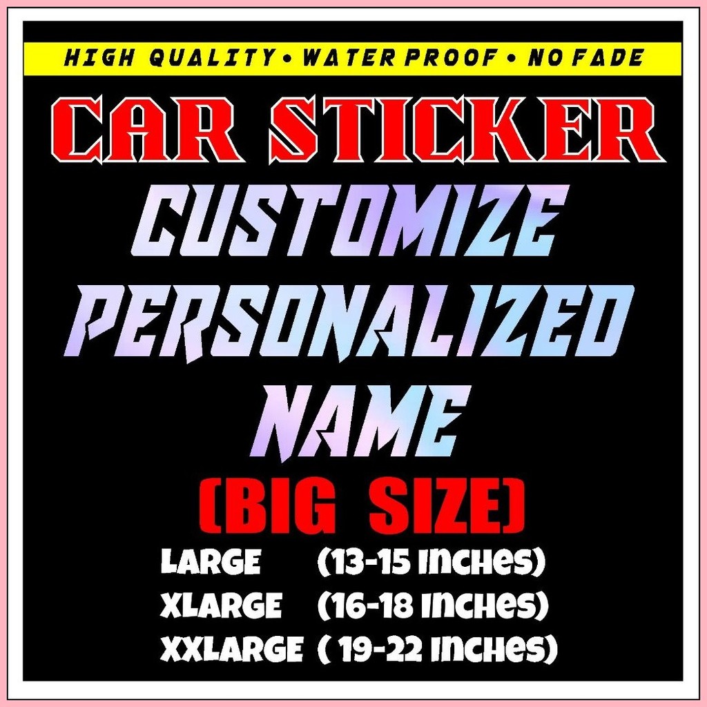 CUSTOMIZED NAME (BIG SIZE) CAR STICKER (Cut-out Sticker) | Shopee ...
