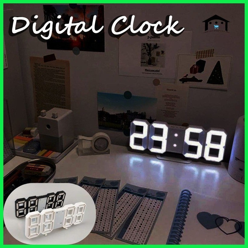 ↂ 3D Digital Alarm Clock Intelligent Photosensitive LED Wall Mounted ...