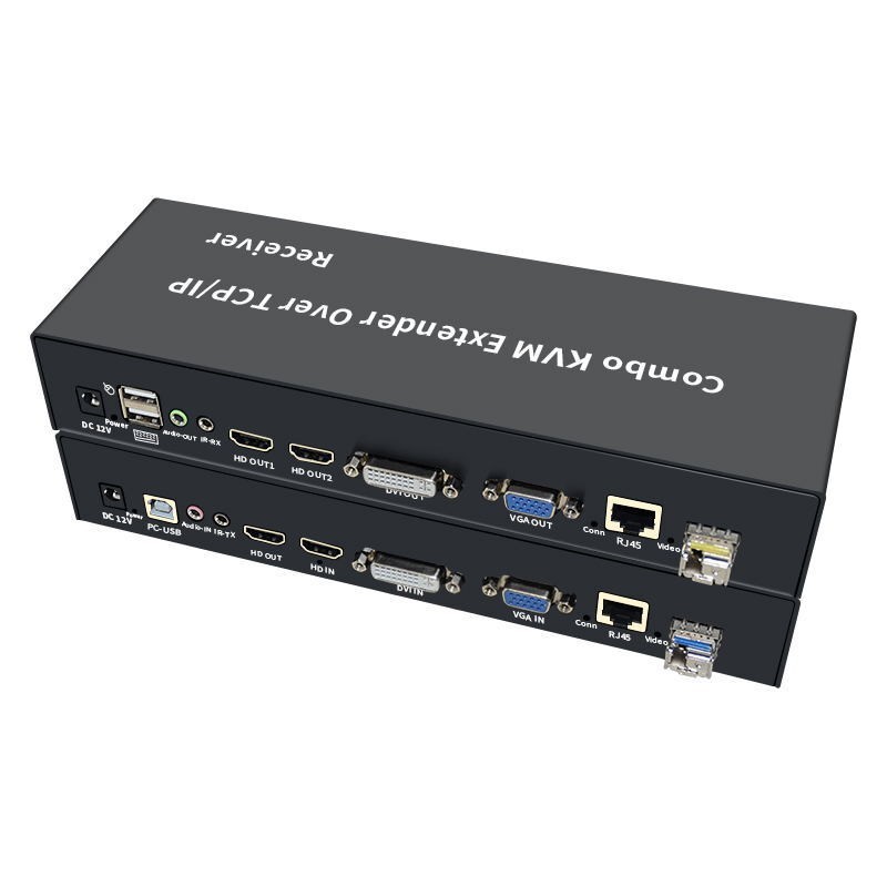 HDMI DVI VGA USB KVM Extender over LC Fiber Optical 20Km HDMI DVI Combo ...