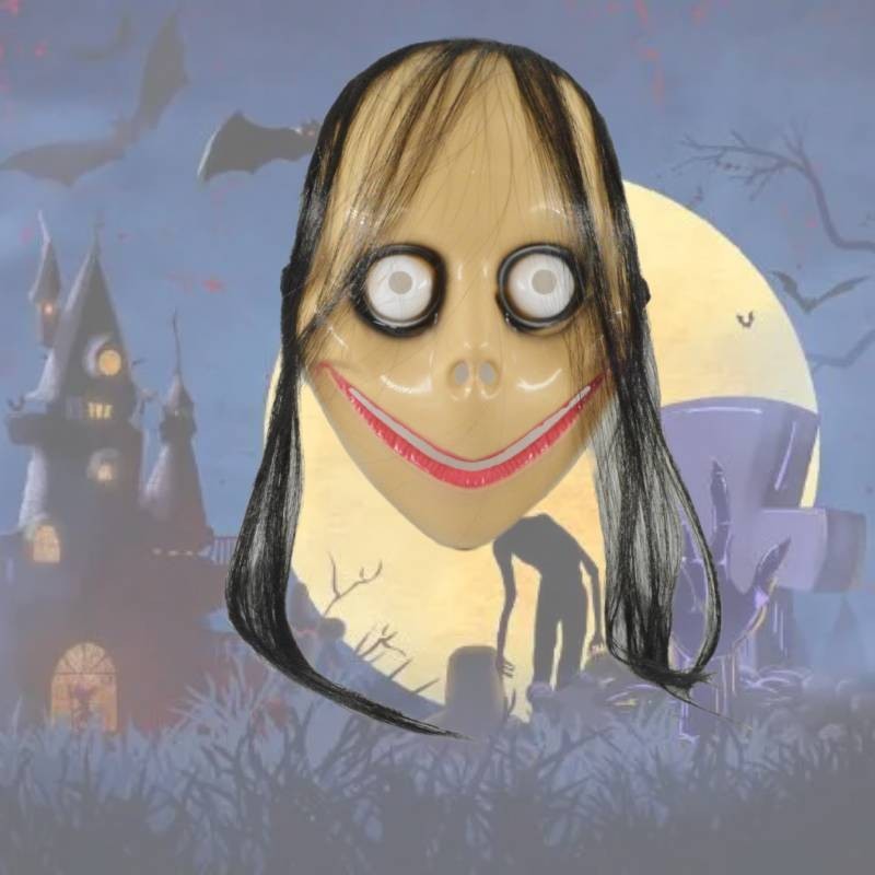 Scary Long Hair Momo Mask Plastic Halloween Horror Movie Party Prop ...
