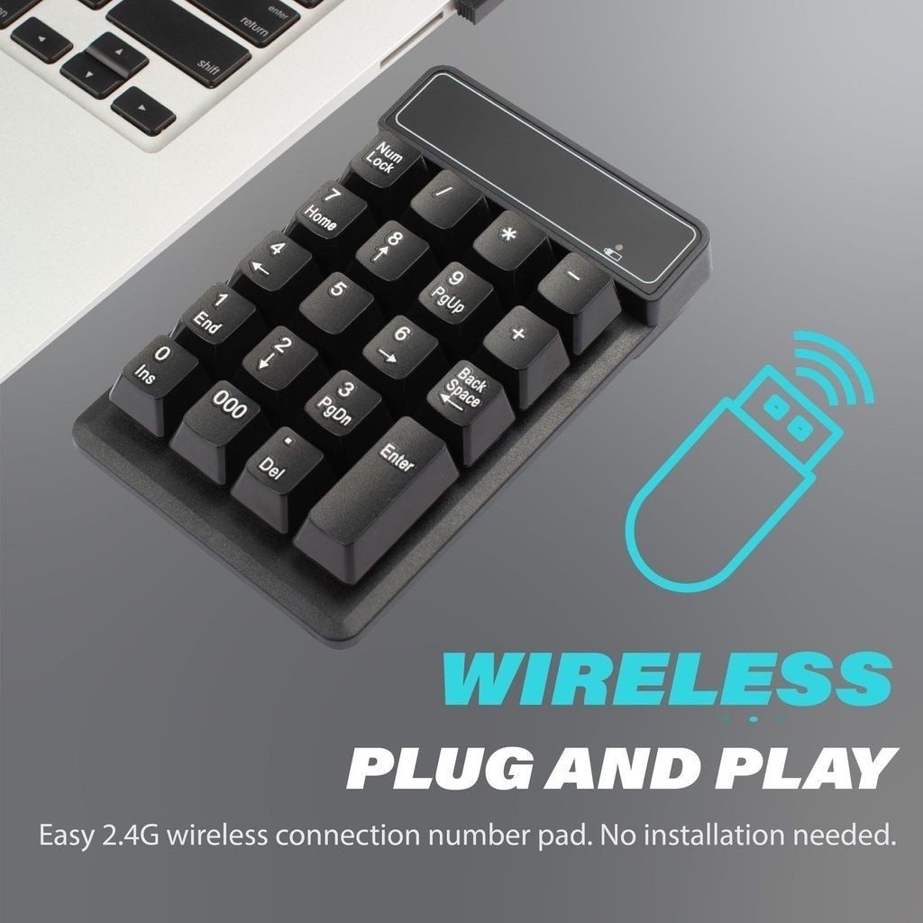 Mini 2.4G Wireless USB Wired Numeric Keypad Numpad Keyboard 19 Keys ...
