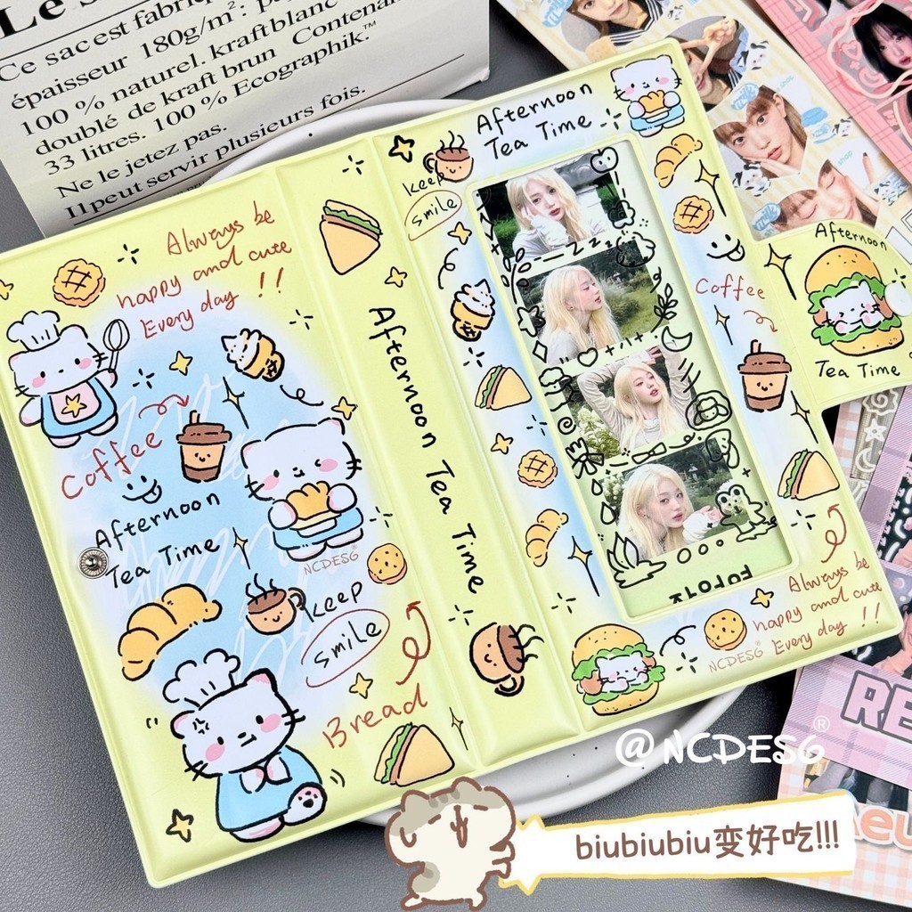 INS 40 Pockets Kitten Life Four-compartment Card Bag Kpop Idol ...