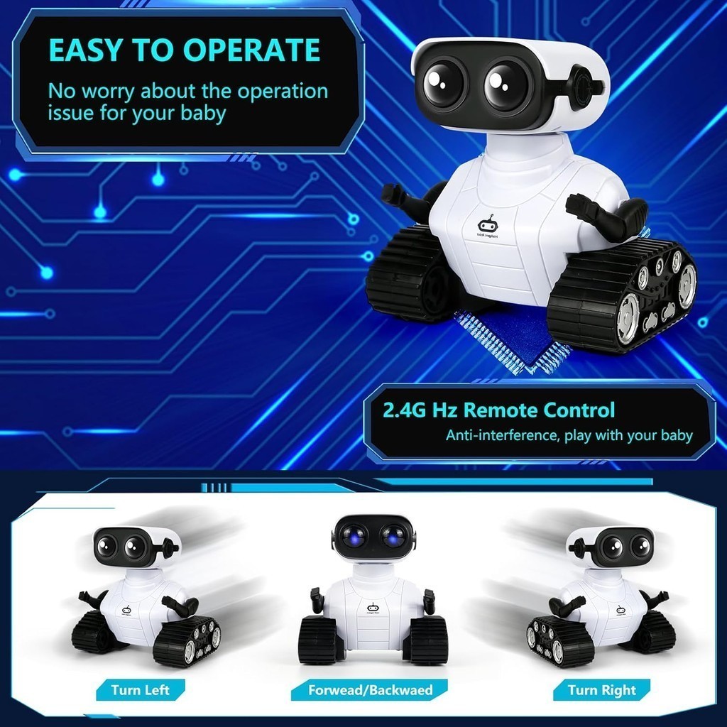 Robot Toy, RC Toy Robot for Kids Remote Control Robot with LED Eyes ...