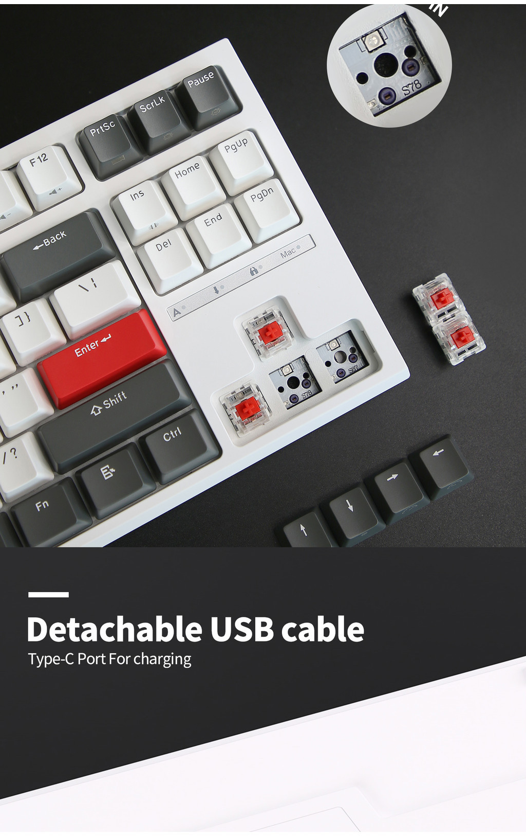 Royal Kludge RK R87 87 Key Wired Professional Game Hotswap Mechanical ...