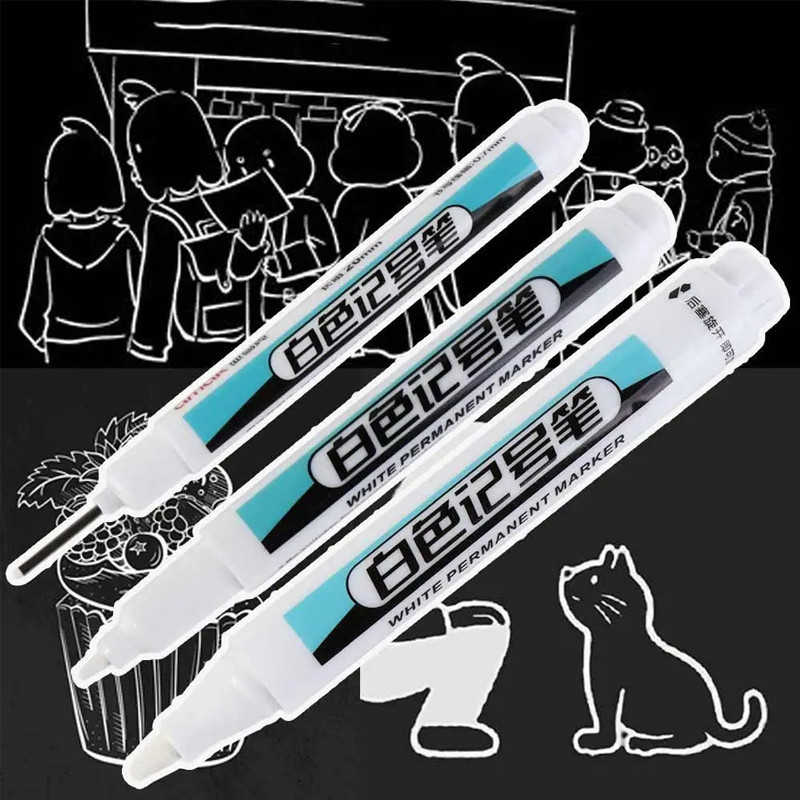 3/6/12Pcs Permanent Oily White Marker / Waterproof Graffiti Painting ...