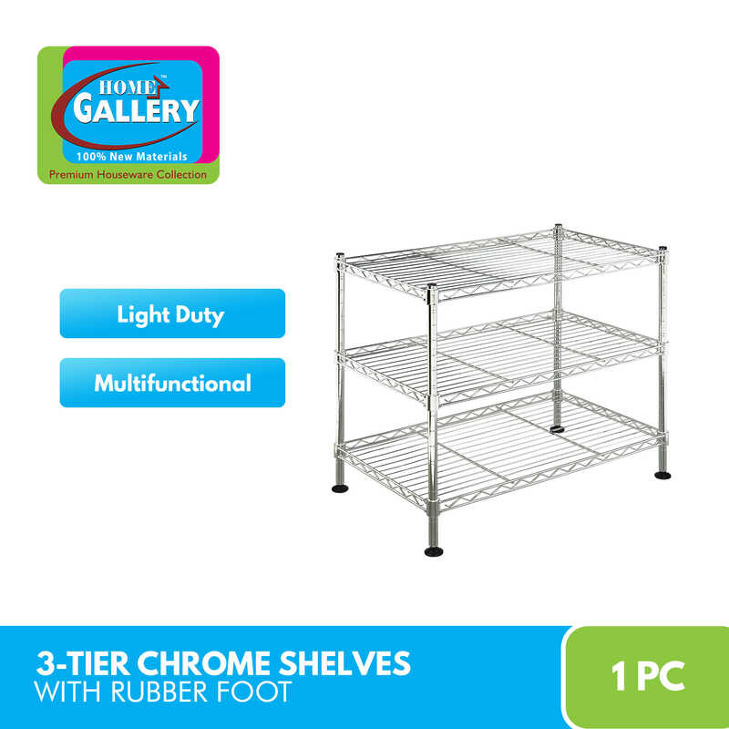 Gallery Home 3-Tier Wire Chrome Shelf Na May Rubber Foot [Unk ...