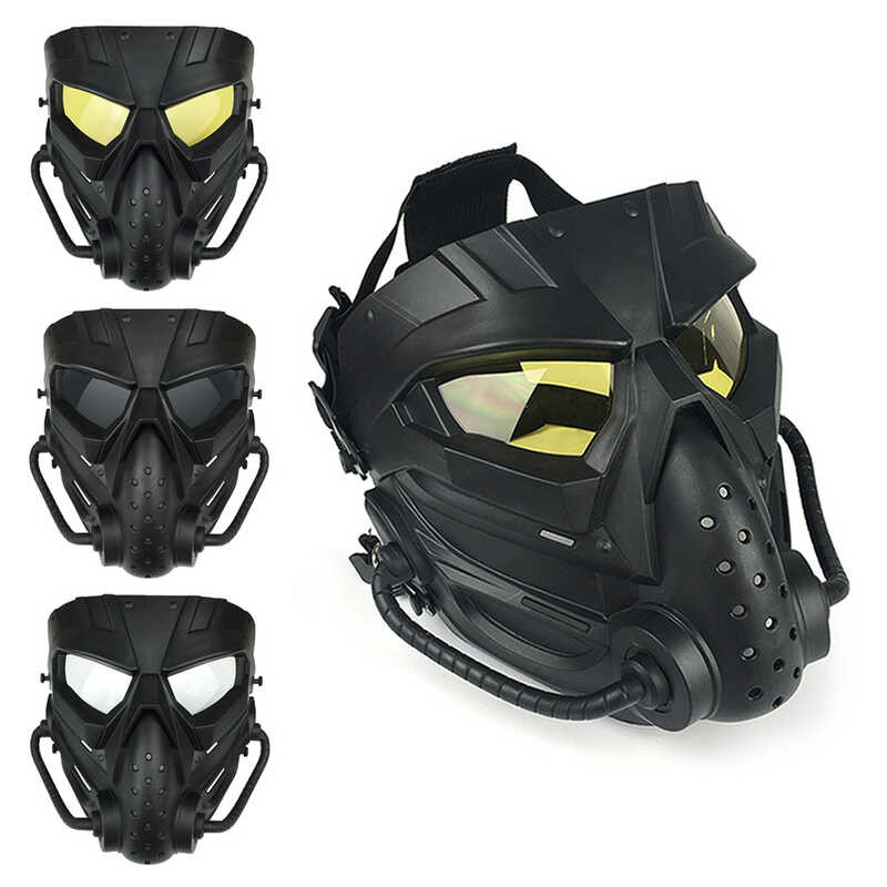 Airsoft Masks Defensive PC Lens Skull Mask Outdoor Shooting Mouth Mask ...