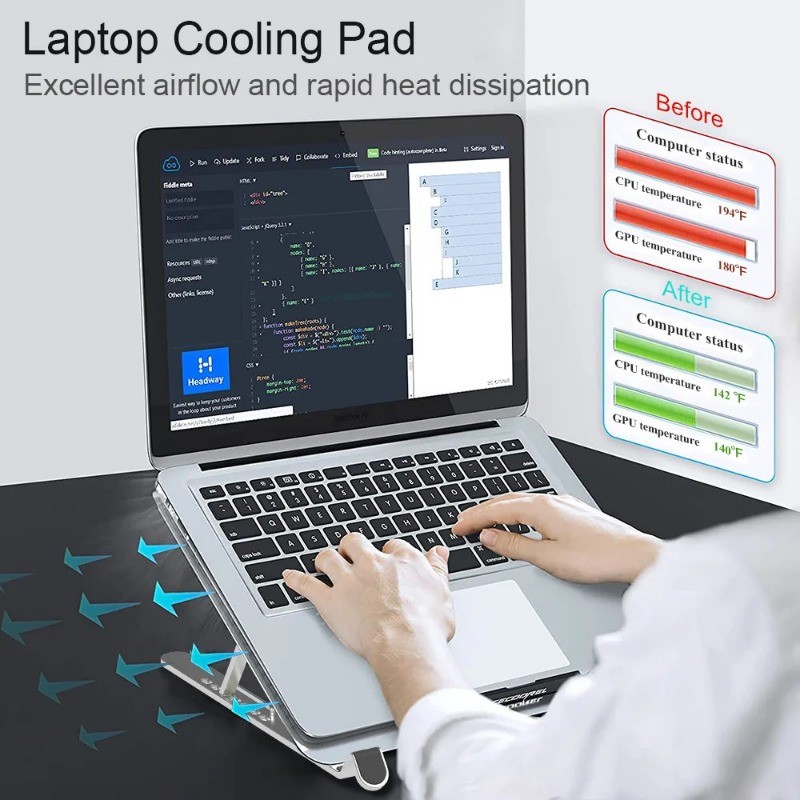Laptop Cooler Notebook Computer Cooling Pad Portable RGB Gaming Pad ...