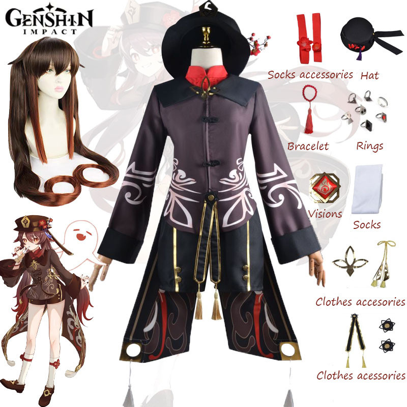 §≈ Hu Tao Cosplay Genshin Impact Chinese Style Outfits Hat Halloween ...