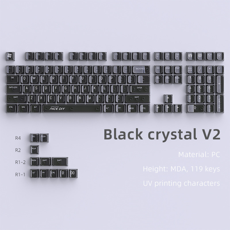 【Local Delivery】Black Crystal V2 Keycap 119keys Shine Throught MDA ...