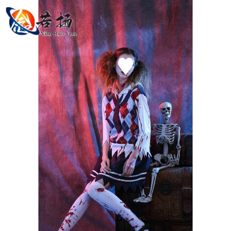 Japanese and Korean Halloween Horror Bloody Female Student Uniform Set ...