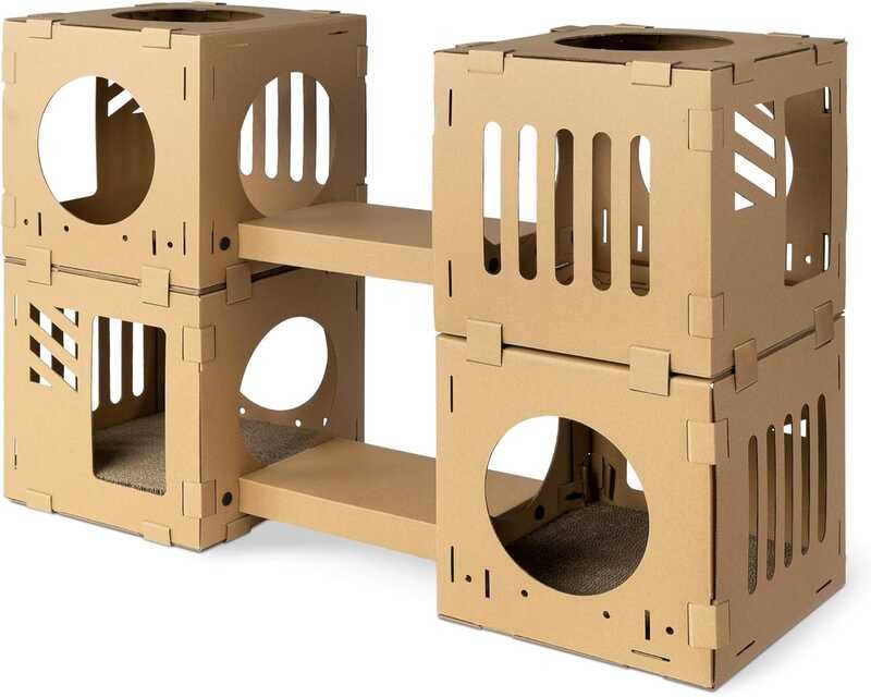 Nav Modular Cat House DIY Corrugated Cardboard Configurable Play Tower ...