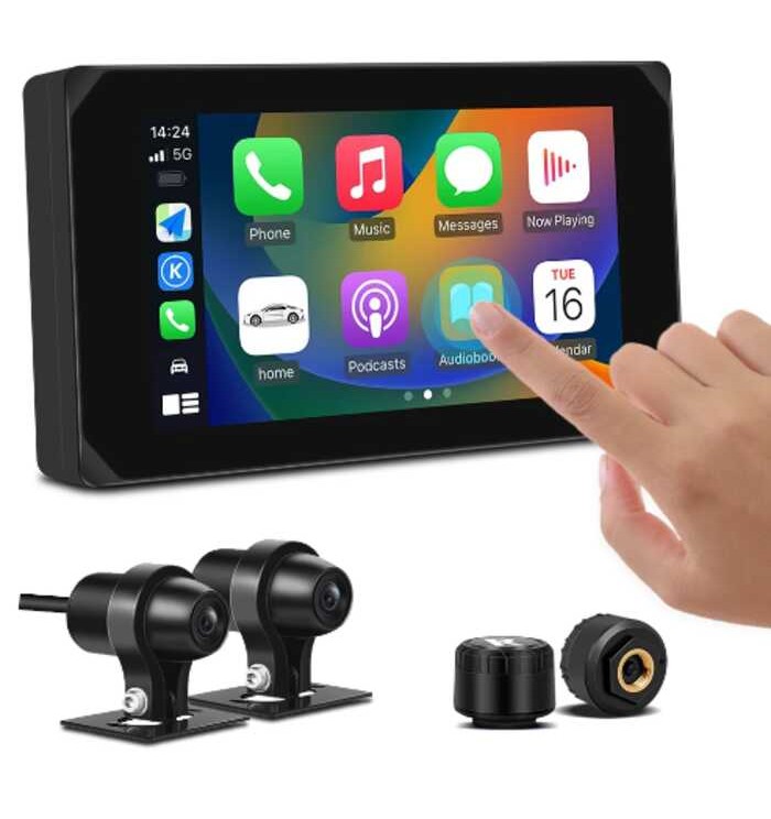 VSYS Waterproof Motorcycle DVR Cs5 Wireless Carplay Android Auto TPMS ...