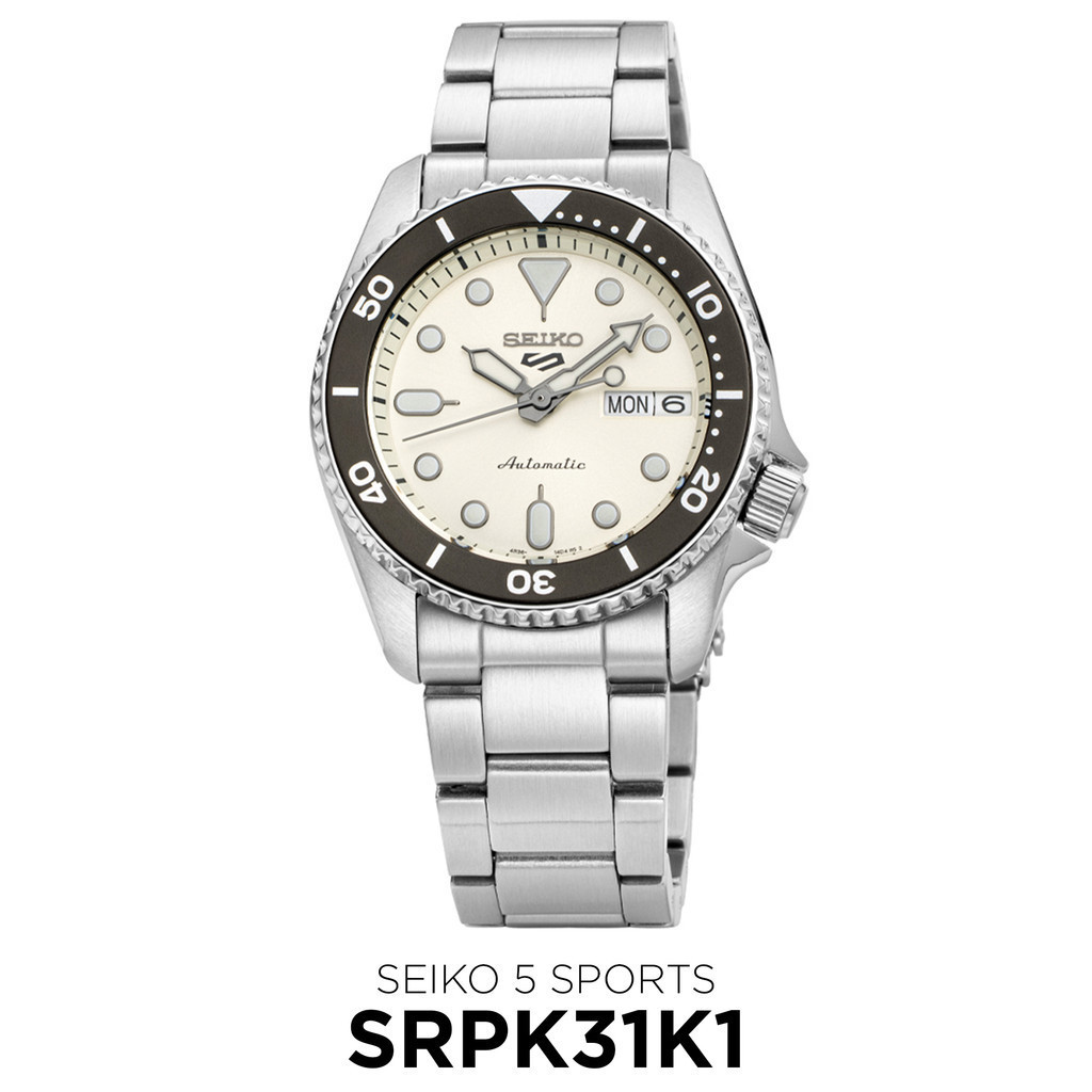 Seiko 5 Sports 38mm SKX Mid-Sized Cream Dial Automatic Watch SRPK31 ...