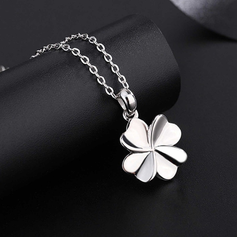 925 Silver Four-Leaf Clover Necklace Lucky Clover Choker Chain Promise ...