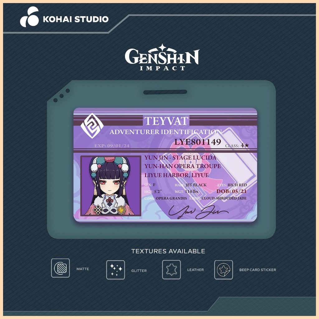 Genshin Impact ID Card Adventurer Identification Cosplay BEEP Sticker ...
