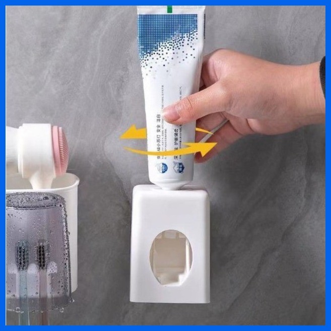 ♟ Colorful Toothbrush And Toothpaste Dispenser with Cup and Name Label ...