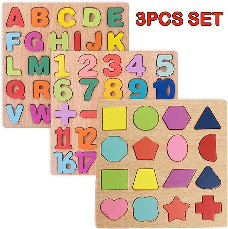 Kiki ABC Alphabet Digital Puzzle Wooden Toys Kid Number Letter Shape ...