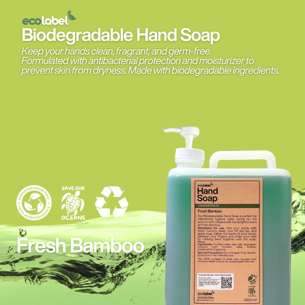 Eco-friendly Liquid Hand Soap Fresh Bamboo Scent 100% Biodegradable ...