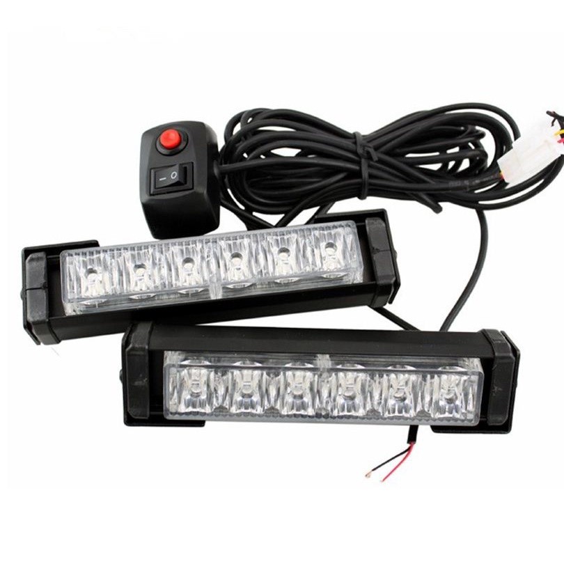 6 Led FEDERAL SIGNAL Car Police Strobe Blinker Light with Steady (RED ...