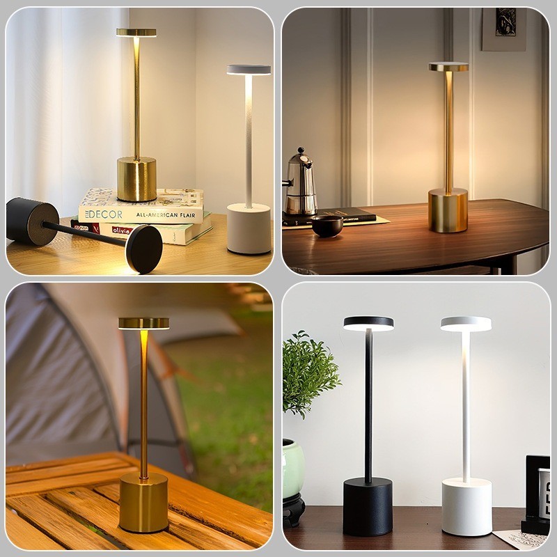 Retro Atmosphere Table Lamp LED Metal Table Lamp USB Rechargeable Touch ...