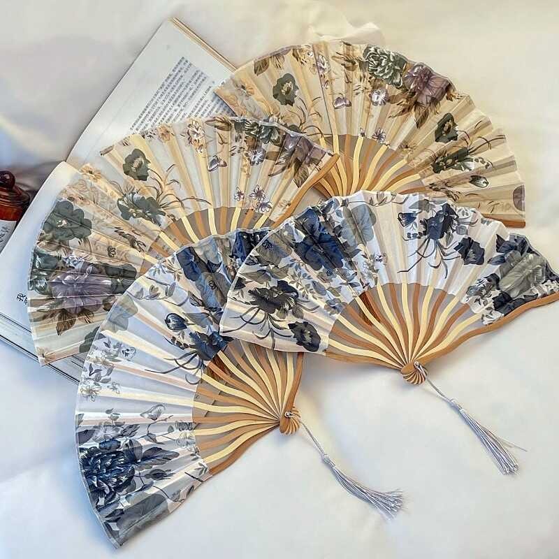 Chinese Style Hand Folding Portable Silk Flower Fold Dance Prop Retro ...