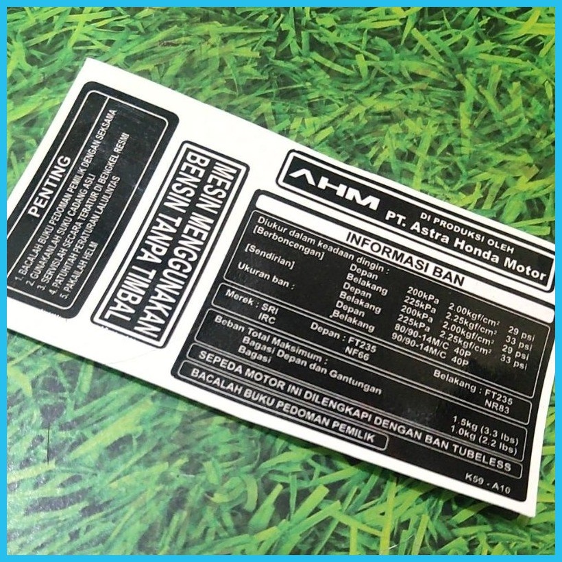 ۞ ♝ Tire information sticker pack contains 4 honda automatic motorbikes ...