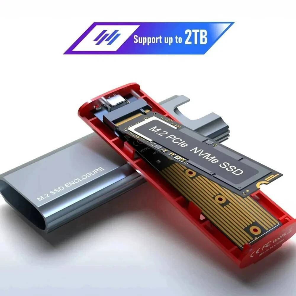 NVMe M2 Enclosure 10Gbps PCIe Case Portable Box USB C 3.2 Gen2 Tool ...