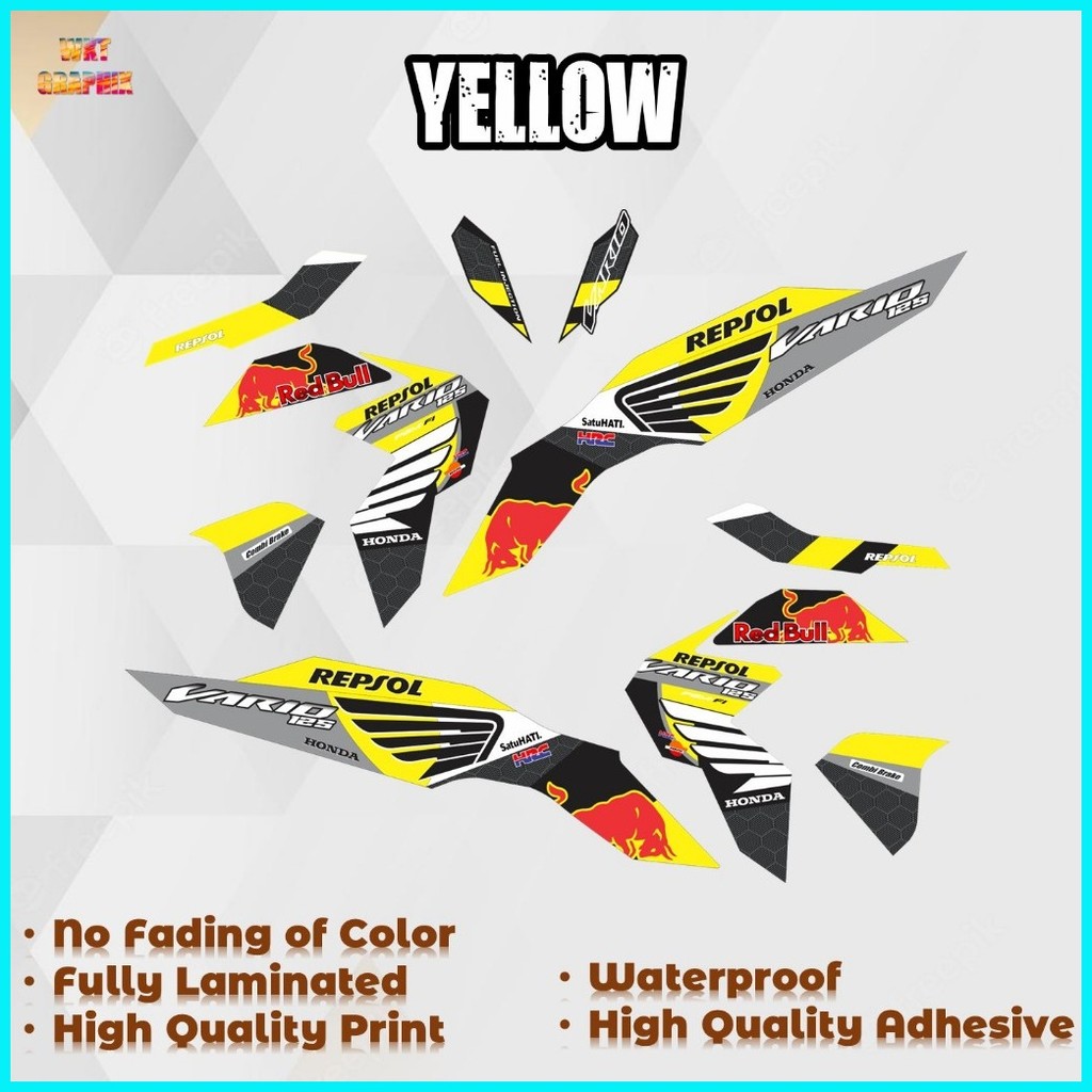 HONDA CLICK VARIO V3 125 REPSOL DESIGN DECALS (WATERPROOF, LAMINATED ...