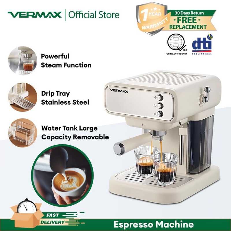 Vermax Maker 20 Bar Semi Automatic Coffee Espresso Hine High Pressure 1 ...