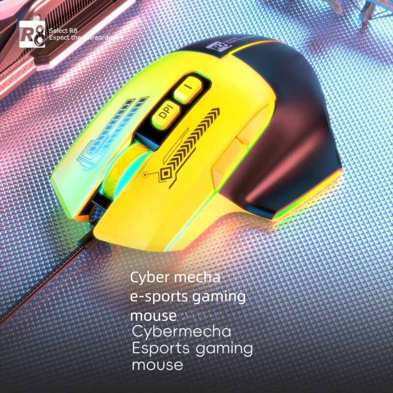 Wired Mouse Cyberpunk Mecha Style 7 Buttons RGB Light 3600 DPI ...