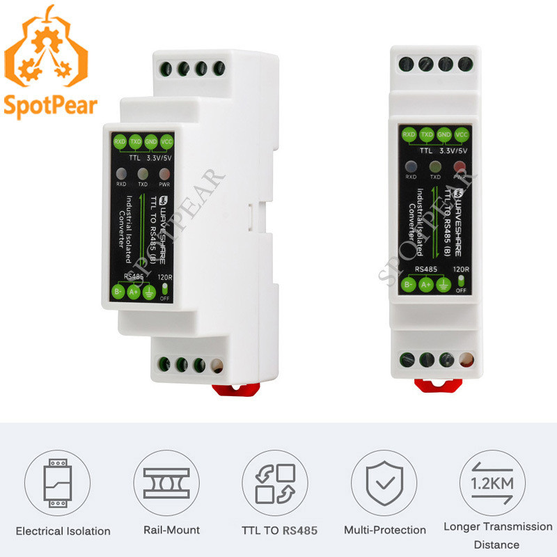 Industrial Rail-Mount TTL TO RS485 Serial Converter Electrical ...