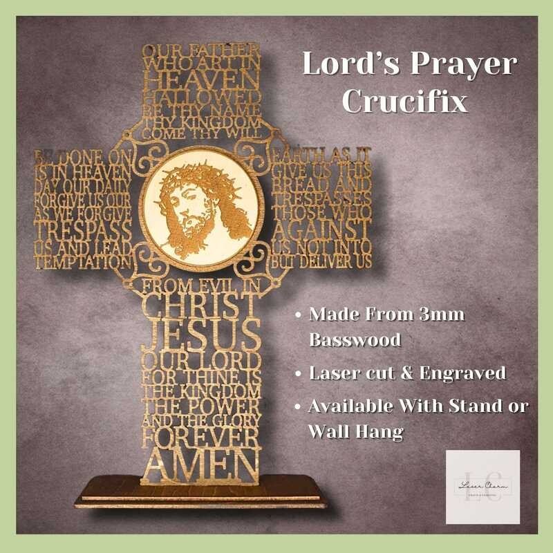 LCCE Crucifix Panginoon's Prayer Laser Cut and Engraved Our Father ...