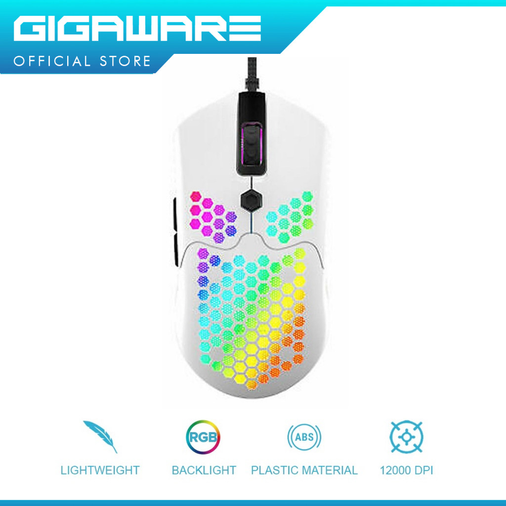 Gigaware M5 Lightweight Hollow Honeycomb Style RGB Wired Gaming Mouse ...