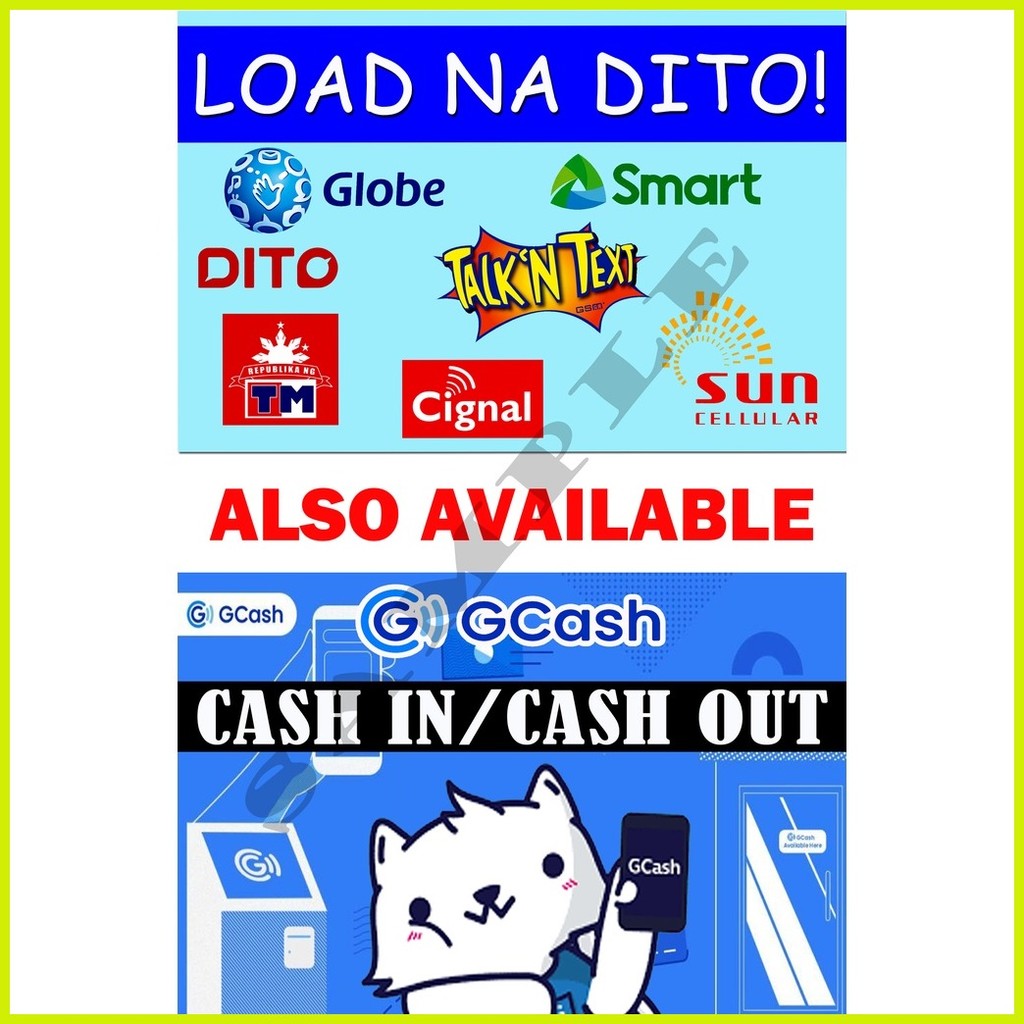 ∆ Load na dito TARPAULIN All Networks plus GCASH 24x36in / 2x3ft ...