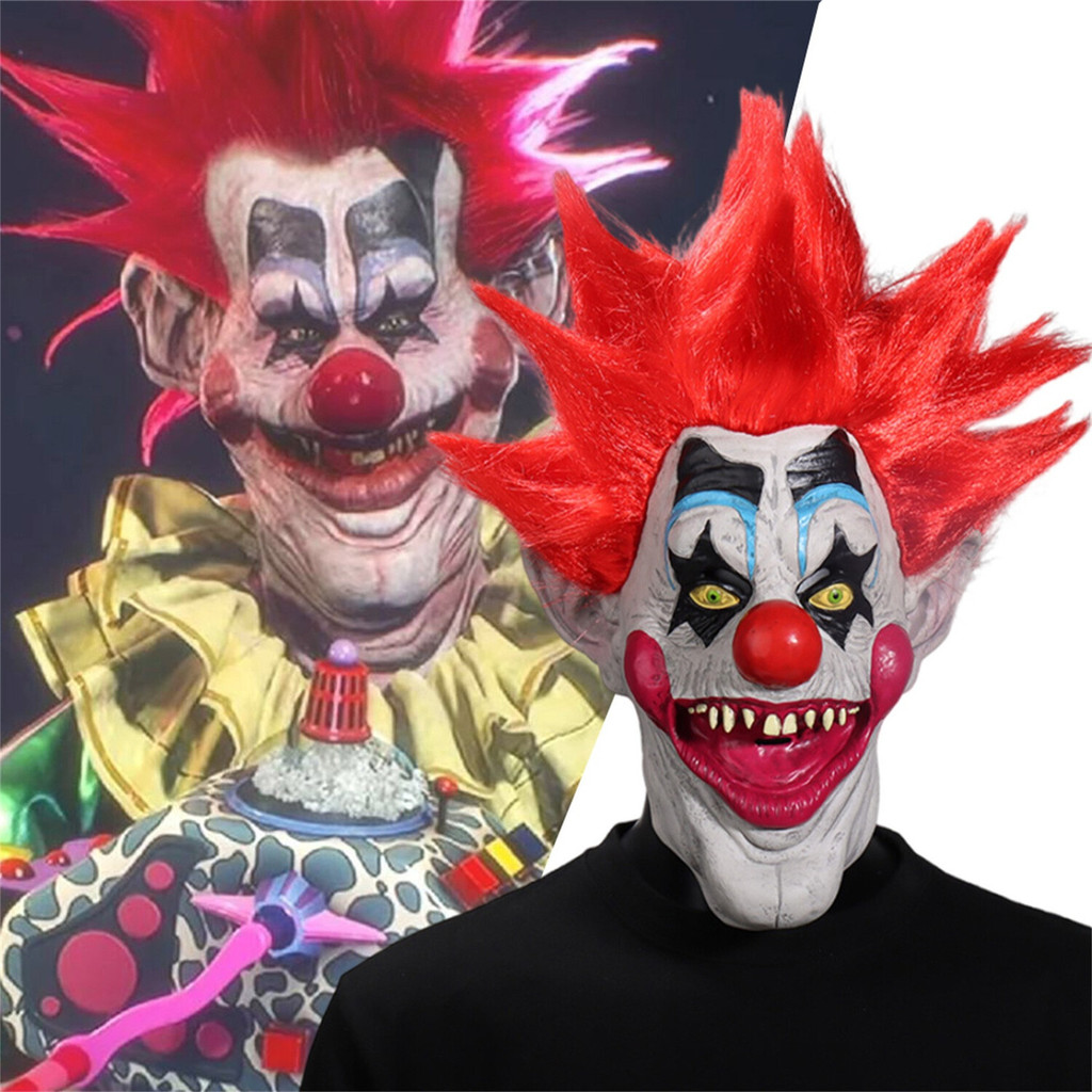 § Halloween Scary Circus Clown Mask Horror Party Red Hair Evil Smiley ...