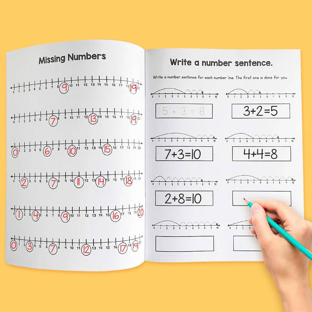 Addition & Subtraction Within 20 Math Practice Book - Number Lines ...