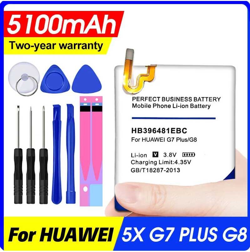 5100Mah Hb396481ebc Battery For Huawei Honor 5X G7 Plus/ G8 /G8x ...