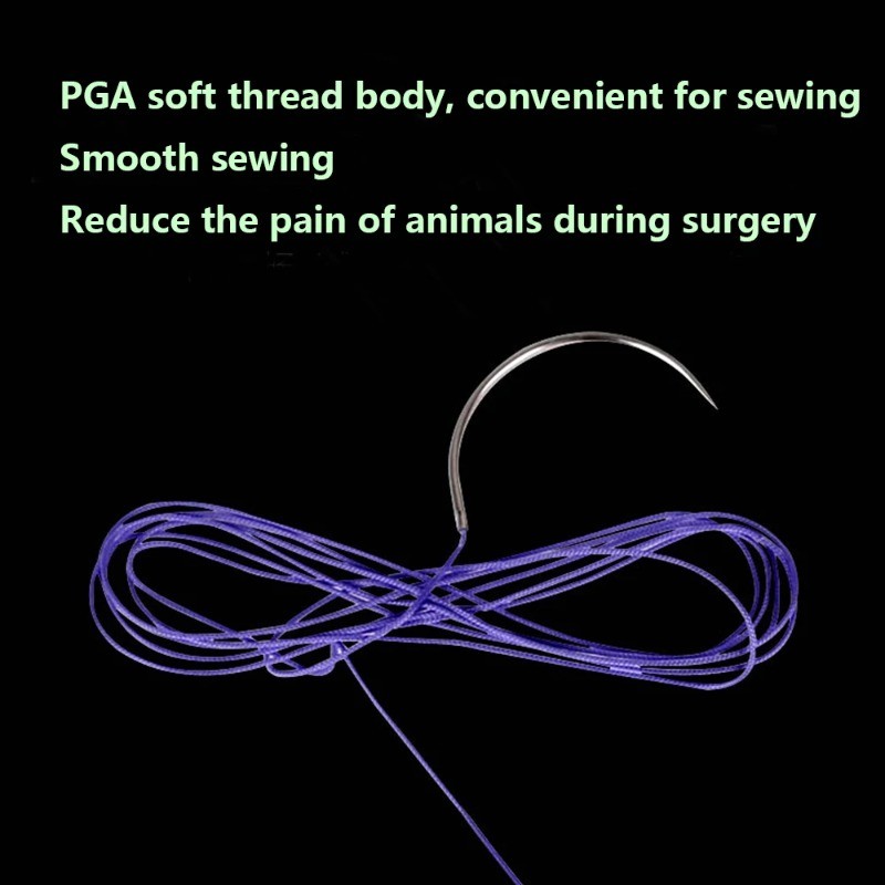 PGA 12pcs 90cm Disposable Synthetic Absorbable Surgical Suture With Needle Polyglycolic Acid PDO ...