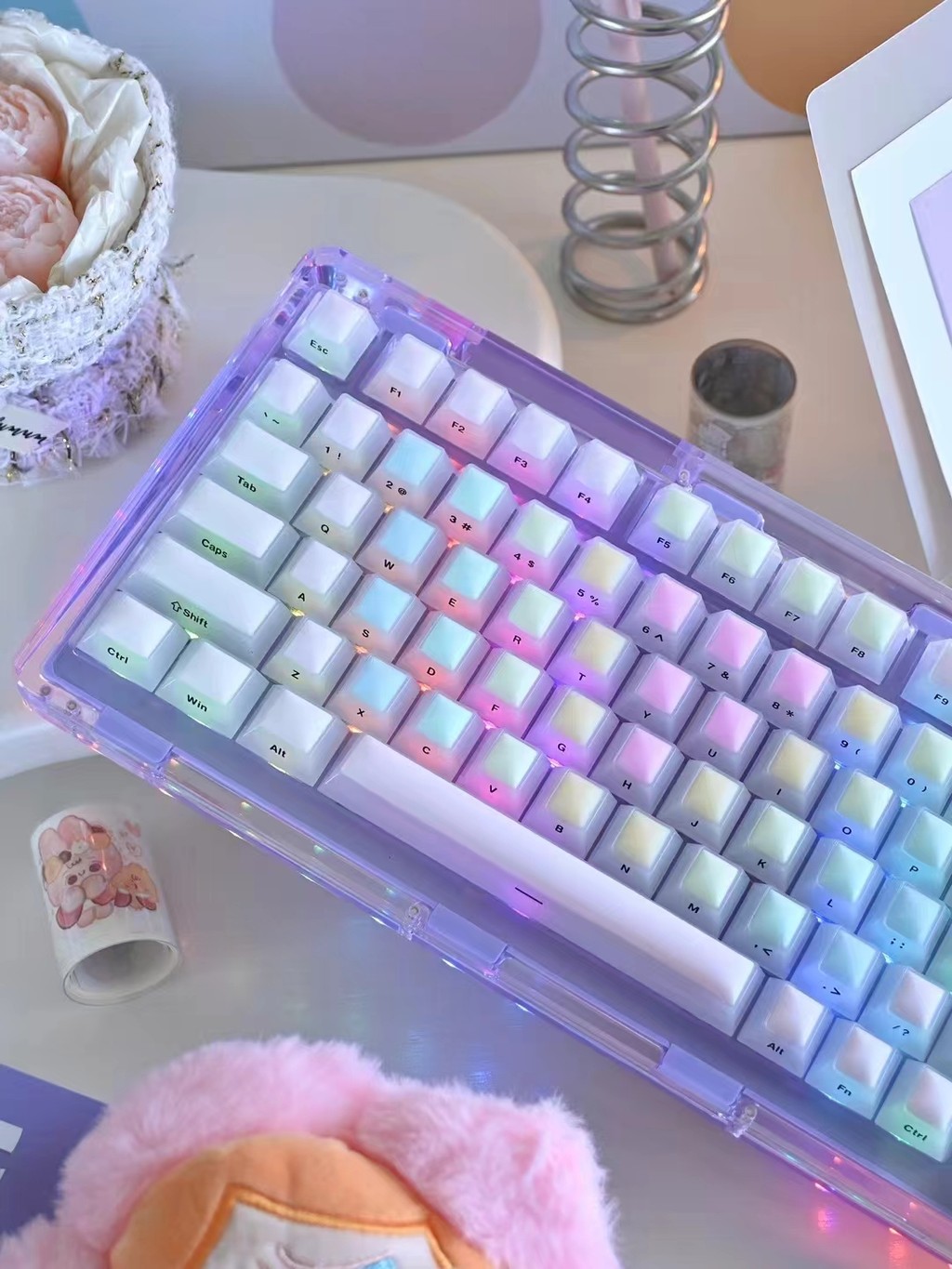 Rainbow Fudge Keycap 124 Keys PC Silicone Dye Sublimation Mechanical ...